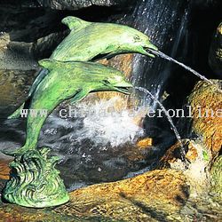 Double Dolphin Pond Spitter - Small,Classic Urn Pond Fountain,wholesale ...